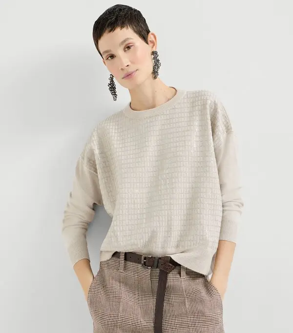 Brunello Cucinelli Sequin-embellished Crew-neck Sweater - Beige