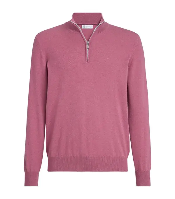 Brunello Cucinelli Cashmere Quarter-zip Sweater - Pink