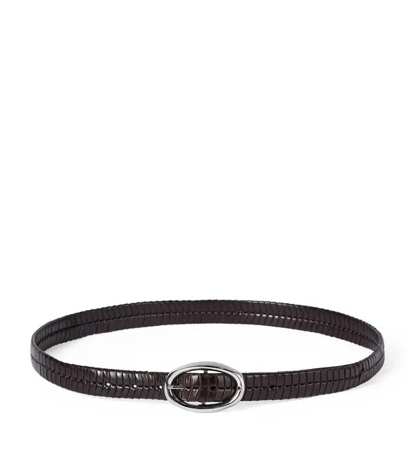 Brunello Cucinelli Leather Woven Belt - Brown