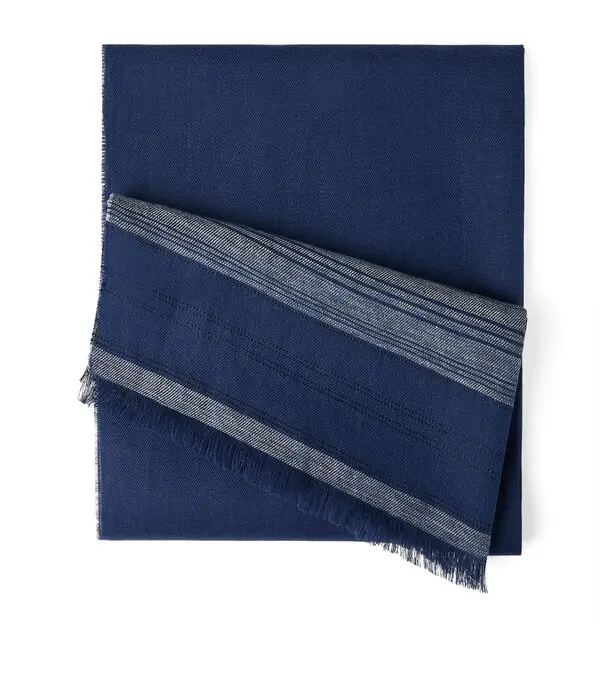Brunello Cucinelli Linen Stripe Scarf - Blue