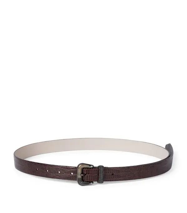 Brunello Cucinelli Embossed Leather Belt - Brown