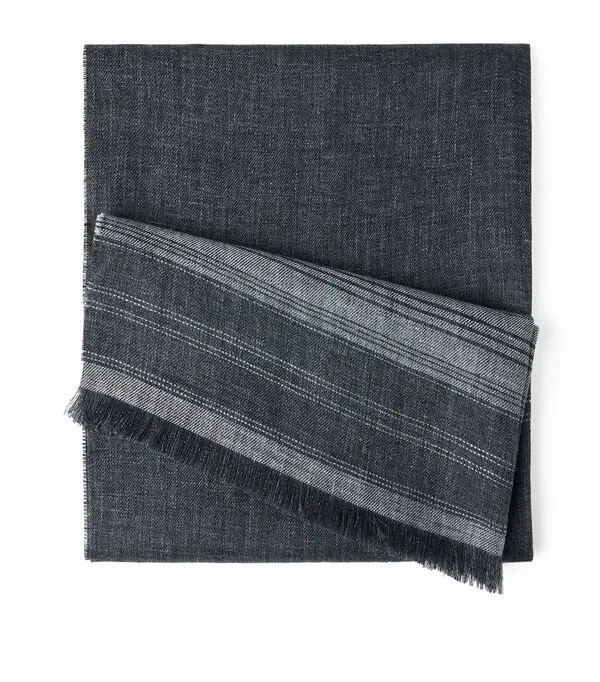 Brunello Cucinelli Linen Stripe Scarf - Black