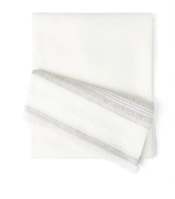 Brunello Cucinelli Linen Stripe Scarf - White