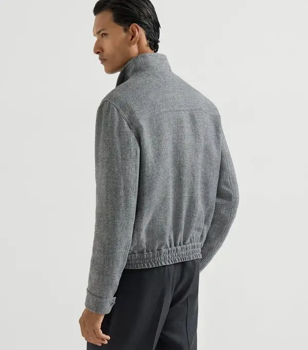 Brunello Cucinelli Silk-linen-wool Bomber Jacket - Grey