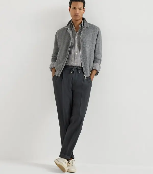Brunello Cucinelli Silk-linen-wool Bomber Jacket - Grey