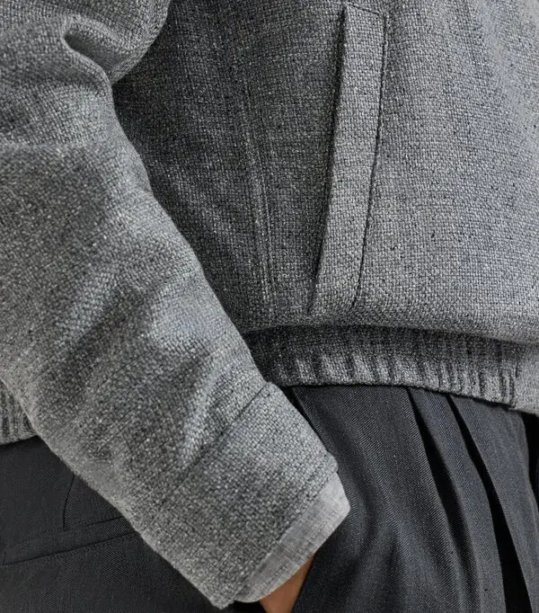 Brunello Cucinelli Silk-linen-wool Bomber Jacket - Grey