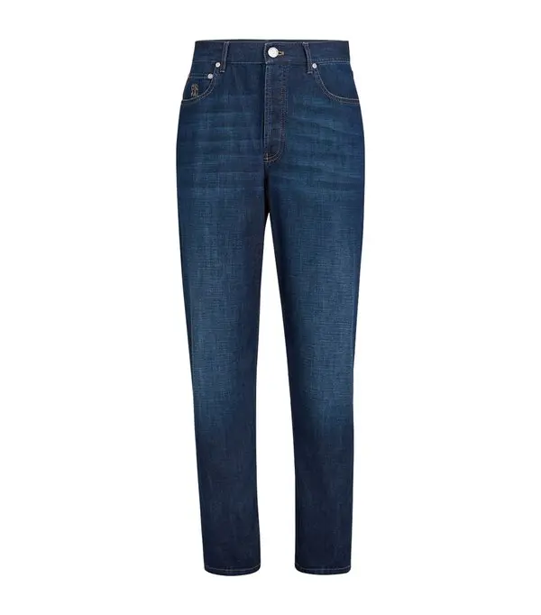 Brunello Cucinelli Crest-detail Straight Jeans - Blue