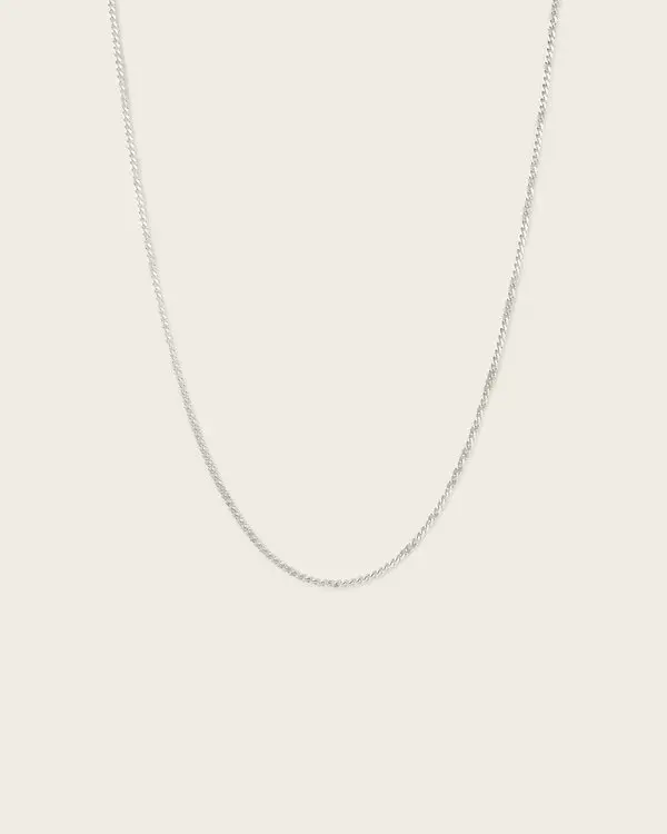 ALLSAINTS Perrie Slim Chain Necklace - Warm Silver