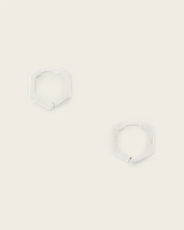 ALLSAINTS Otto Slim Hex Earrings - Silver