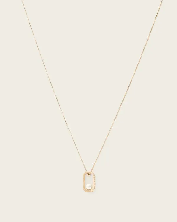ALLSAINTS Ellie Hex Pearl And Pave Necklace - Warm Brass