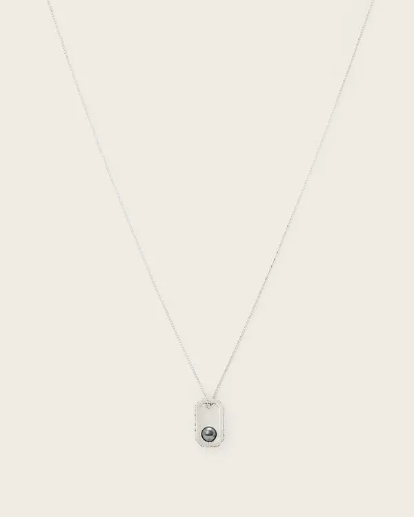 ALLSAINTS Ellie Hex Pearl And Pave Necklace - Warm Silver