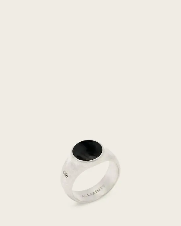 ALLSAINTS Spike Onyx Stone Ring - Warm Silver/black