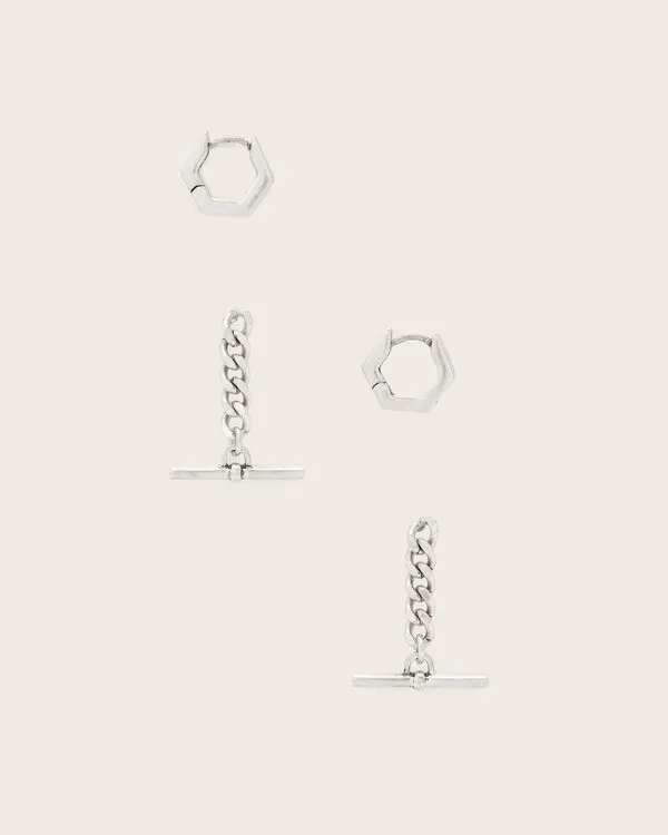 ALLSAINTS Fern Multi Chain Earring Set - Silver