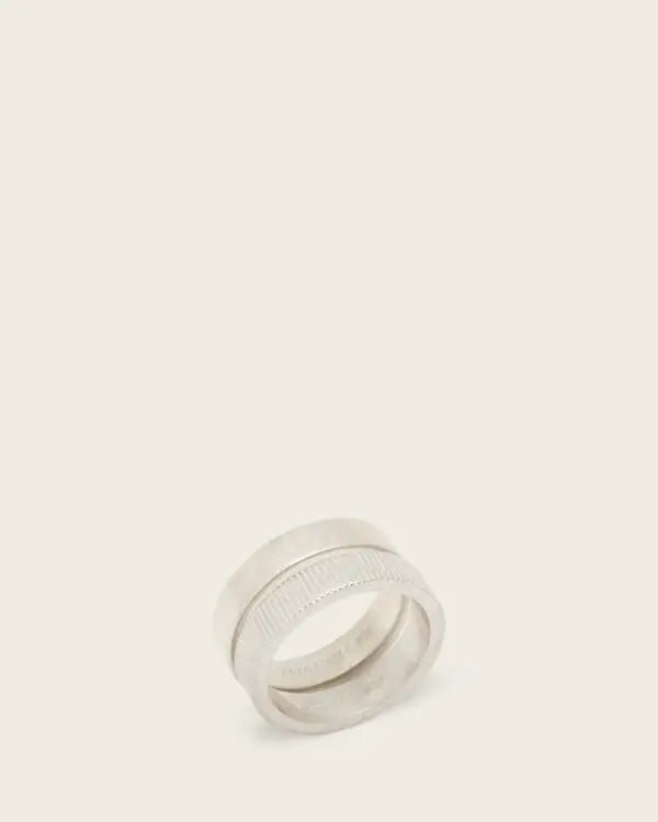ALLSAINTS Otto Double Rings - Warm Silver