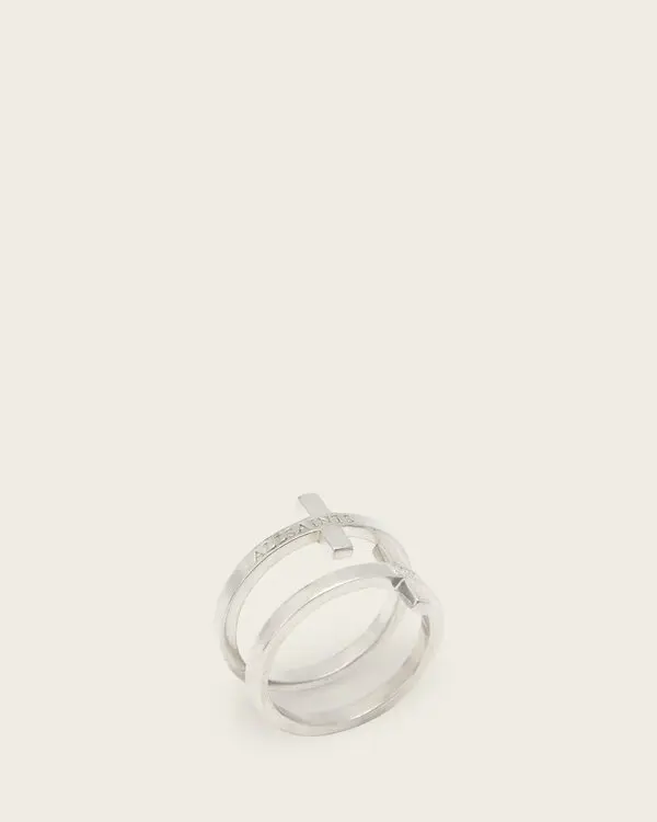 ALLSAINTS Gabe Sterling Silver Cross Ring - Warm Silver