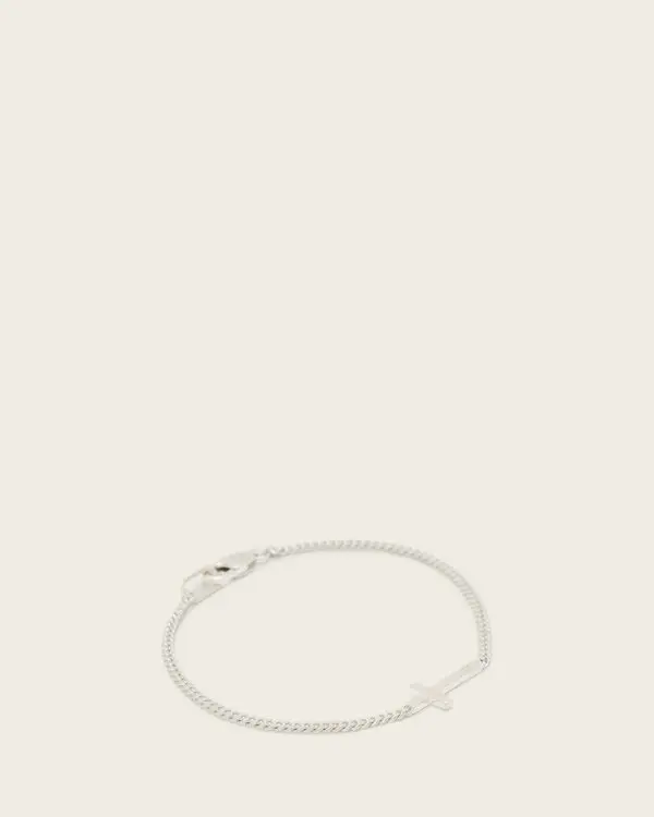 ALLSAINTS Gabe Chain Bracelet With Cross Pendant - Silver