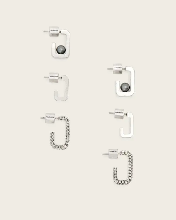 ALLSAINTS Ellie Mixed Set Earrings - Silver