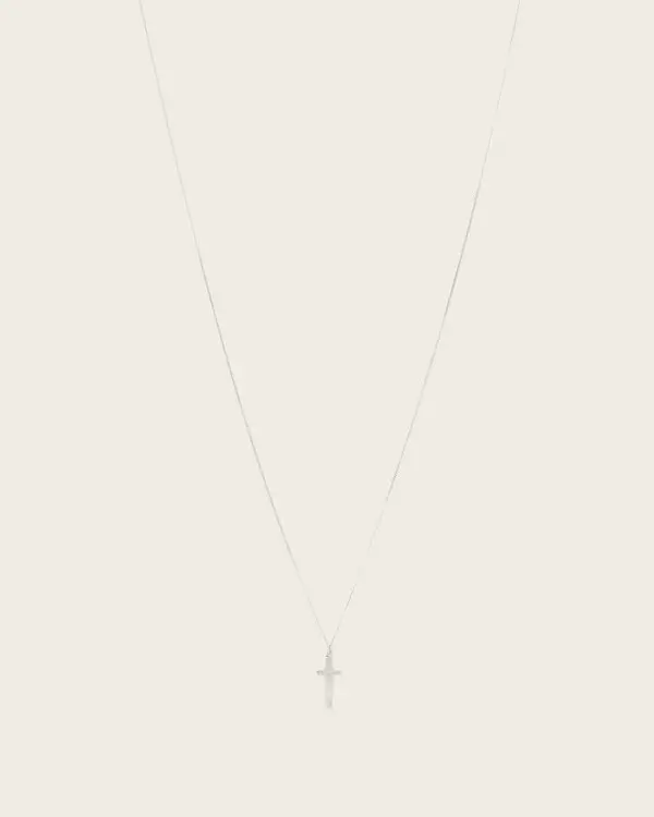 ALLSAINTS Gabe Chain Cross Necklace - Warm Silver