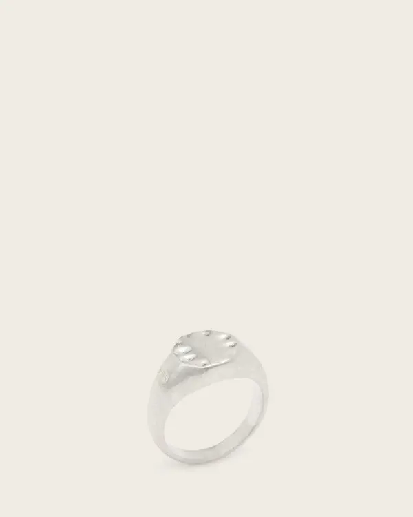 ALLSAINTS Jake Oval Textured Signet Ring - Silver