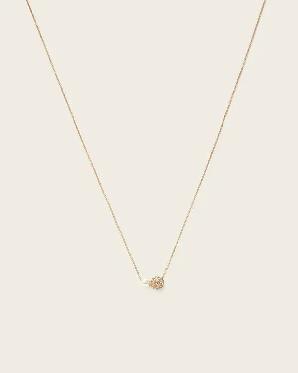 ALLSAINTS Ellie Crystal Chain Necklace - Warm Brass
