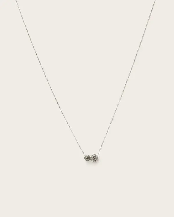 ALLSAINTS Ellie Crystal Chain Necklace - Warm Silver