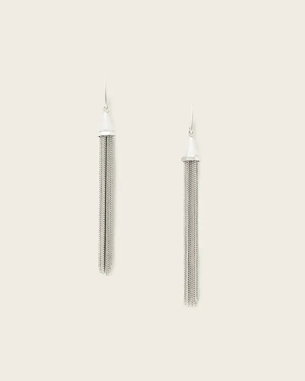 ALLSAINTS Gina Multi Chain Fringe Earrings - Silver