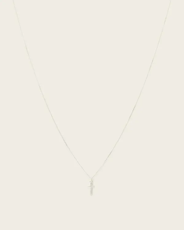 ALLSAINTS Gabe Small Cross Chain Necklace - Warm Silver