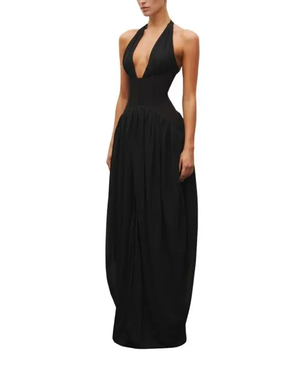 Heiress Beverly Hills Halter Corset Gown - Black | Editorialist