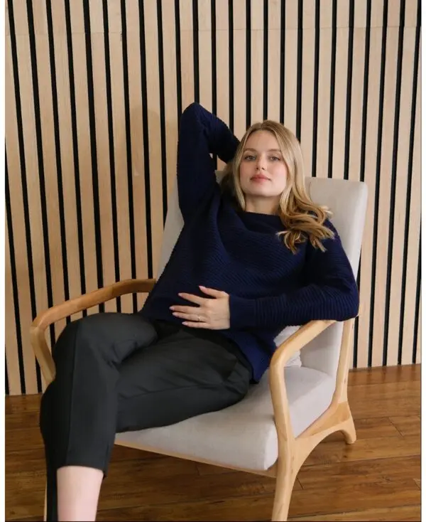 MARION Maternity & Nursing Sweater - Navy
