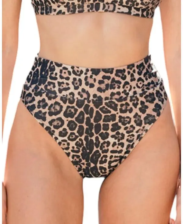 BILIBLOND Yumi High Waisted Bikini Bottom - Leopard