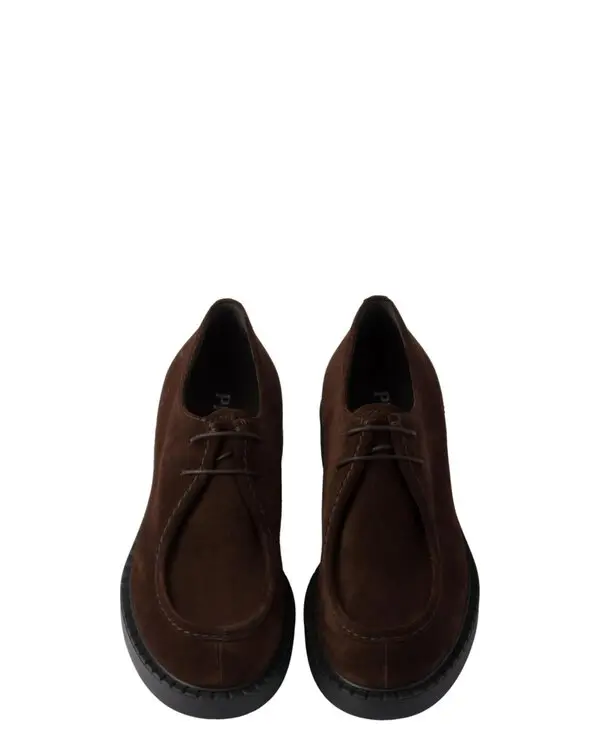 Prada Chocolate Suede Lace-up Shoes