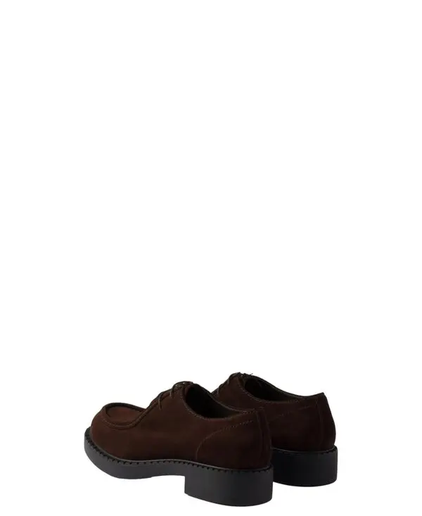 Prada Chocolate Suede Lace-up Shoes