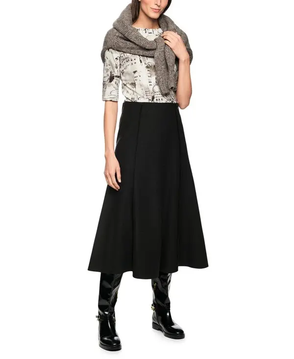 MARC CAIN Knitted Boiled Wool Skirt