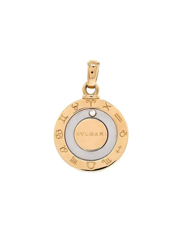 BVLGARI 18k And Stainless Steel Pendant Charm With Diamond - Gold
