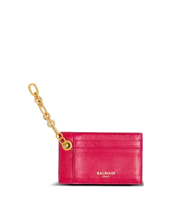 Balmain Pulse Lambskin Leather Card Holder - Pink
