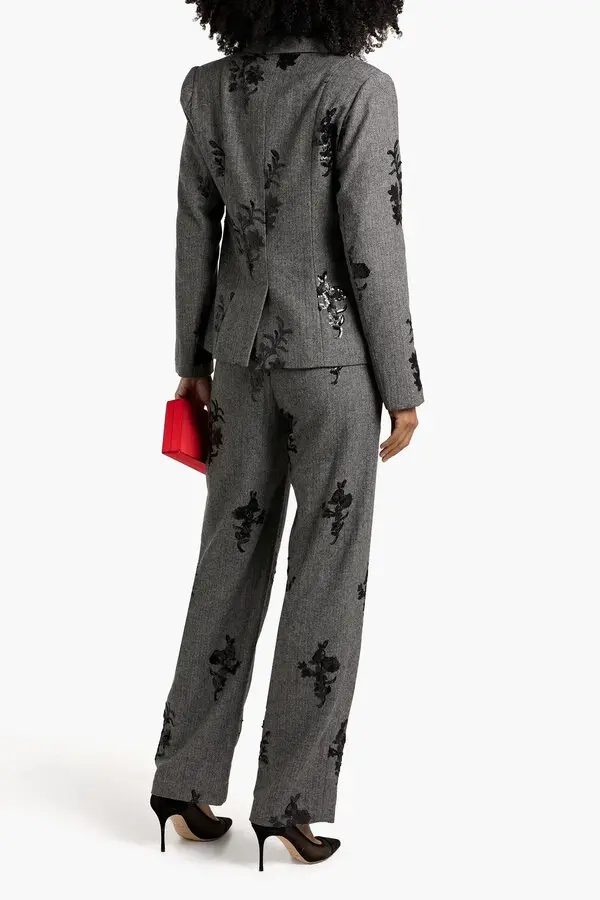 MIKAEL AGHAL Sequin-embellished Herringbone Tweed Suit