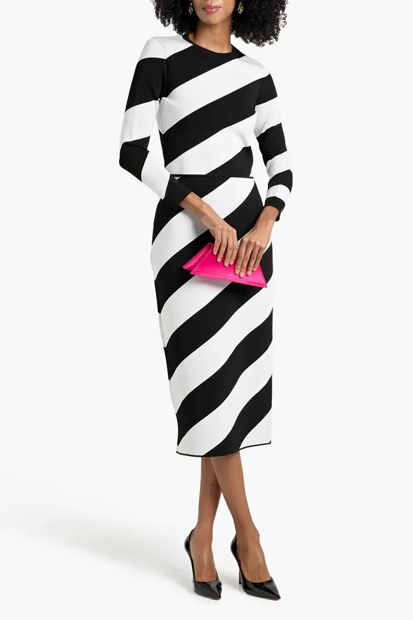 Carolina Herrera Striped Stretch-knit Top - White