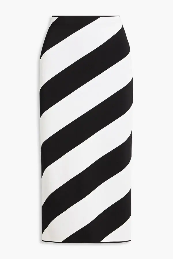 Carolina Herrera Striped Jacquard-knit Midi Skirt - Black