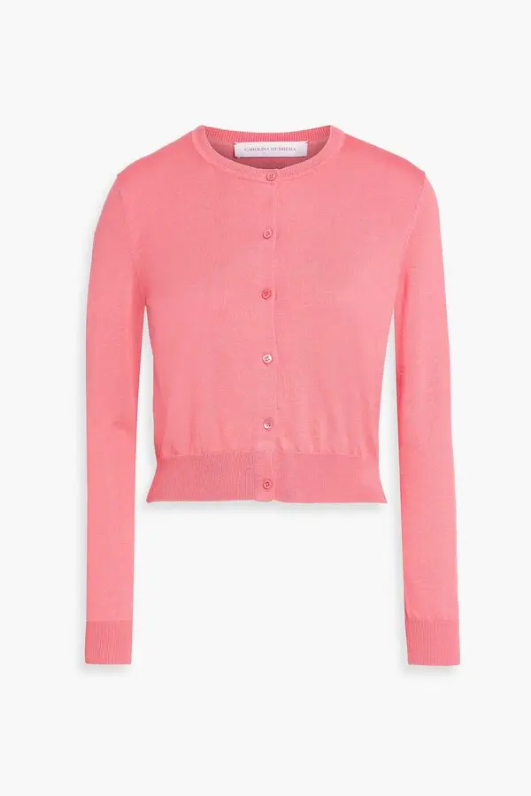 Carolina Herrera Silk And Cotton-blend Cardigan - Coral