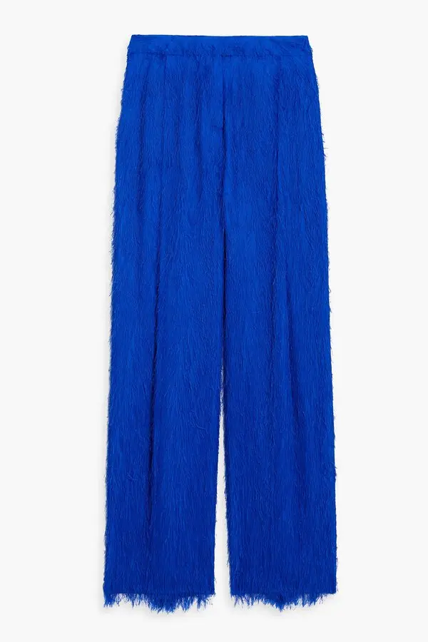 Oscar De La Renta Fringed Twill Wide-leg Pants - Bright Blue