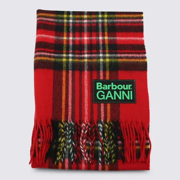 BARBOUR X GANNI Red Wool Scarf - Royal Stewart