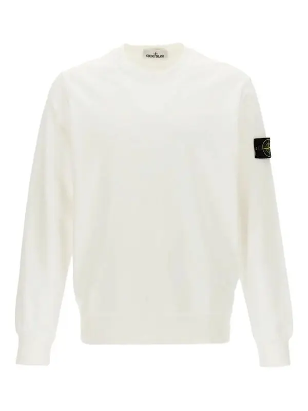 Stone Island Regular Fit Medium-weight Cotton Crewneck Sweatshirt With Raglan Sleeves - White