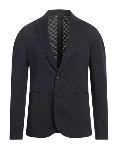 Emporio Armani Single-breasted Checked Jacquard Blazer - Navy