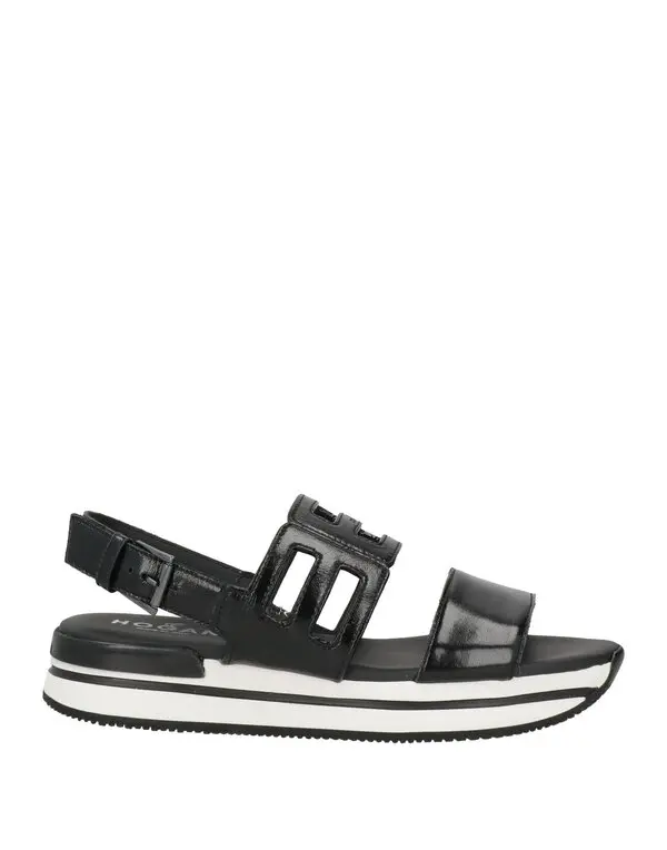 Hogan Leather Slingback Sandals - Black