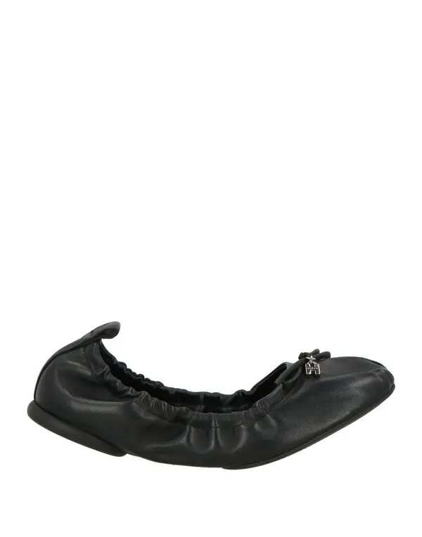 Hogan Ballet Flats In Leather With Bow Detailing - Black