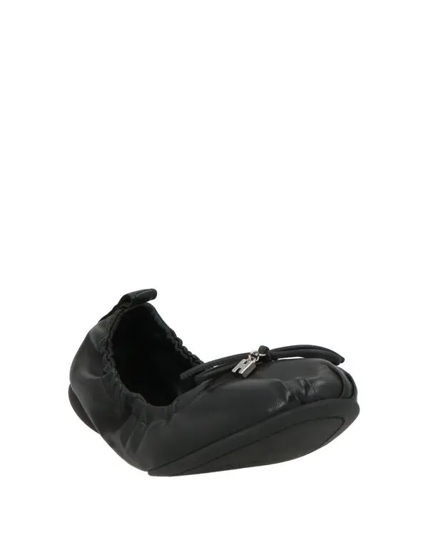 Hogan Ballet Flats In Leather With Bow Detailing - Black