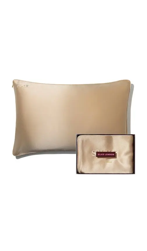 SILKE LONDON Queen Pure Silk Pillowcase In Cream - Caramel
