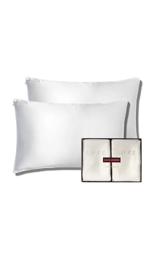 SILKE LONDON Queen Silk Pillowcase Duo - White