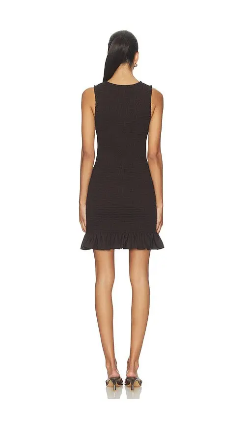 Onia Air Linen Smocked Boatneck Dress - Espresso