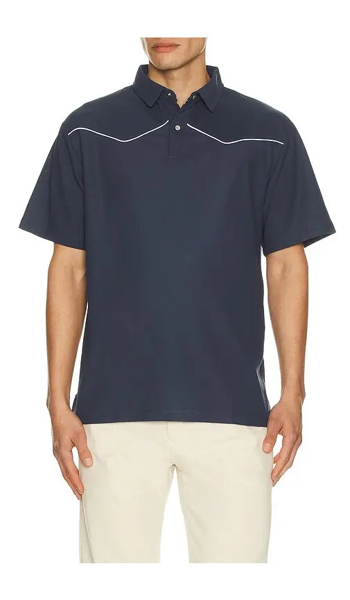DEVEREUX GOLF The Western Polo In Blue - Deep Blue